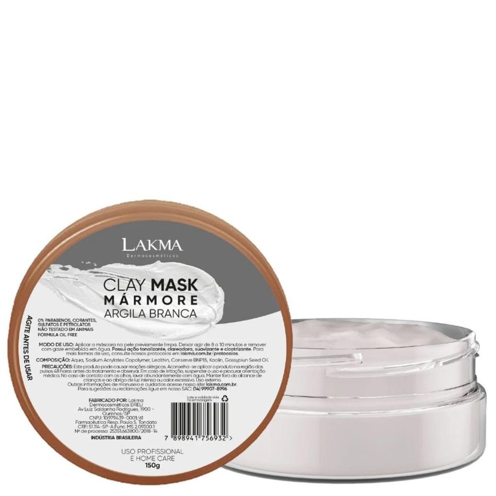 Máscara Argila Branca Mármore Clay Mask 150g Lakma